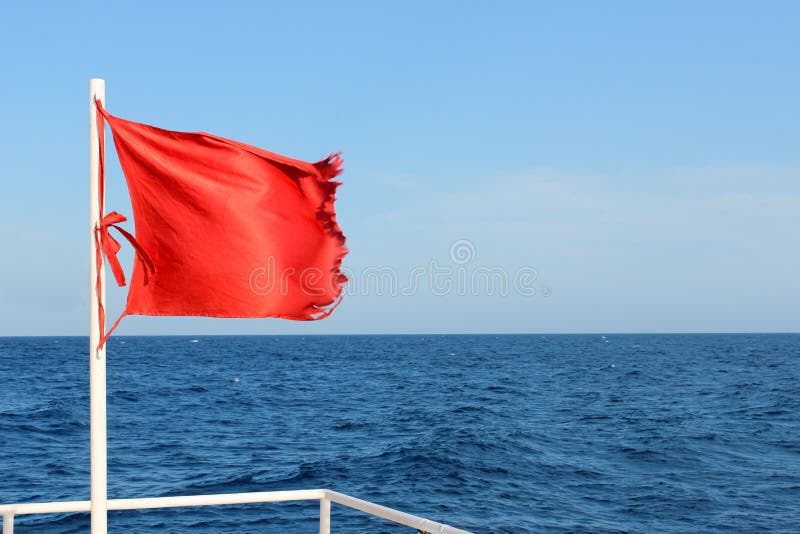 Red flag over the sea stock image. Image of pull, flying - 28006961