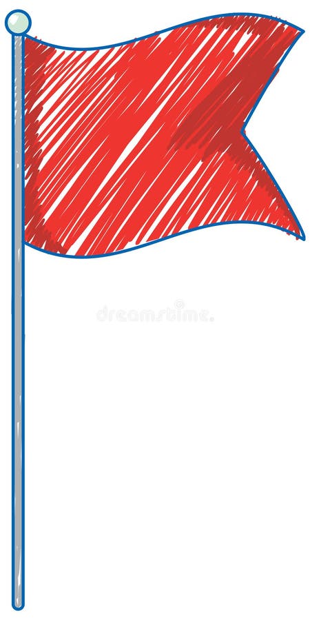 Red Flag Pencil Colour Child Scribble Style Stock Vector - Illustration ...
