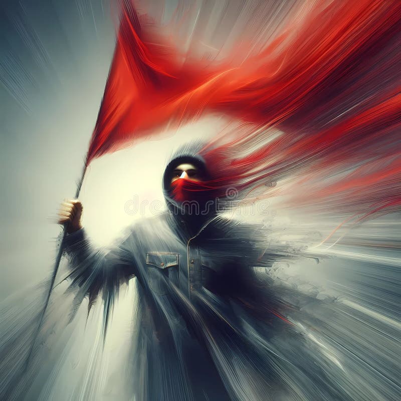 Red flag protester stock illustration. Illustration of disapproval ...