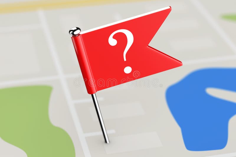 Red Flag with Question Mark on Map Background. 3d Rendering Stock ...