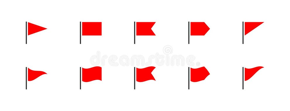 Red Flag Set Icon. Isolated Concept of Pointer, Tag and Important Sign ...