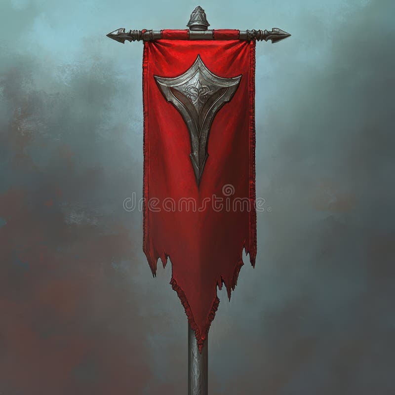A Red Flag with a Silver Sword on it Stock Illustration - Illustration ...
