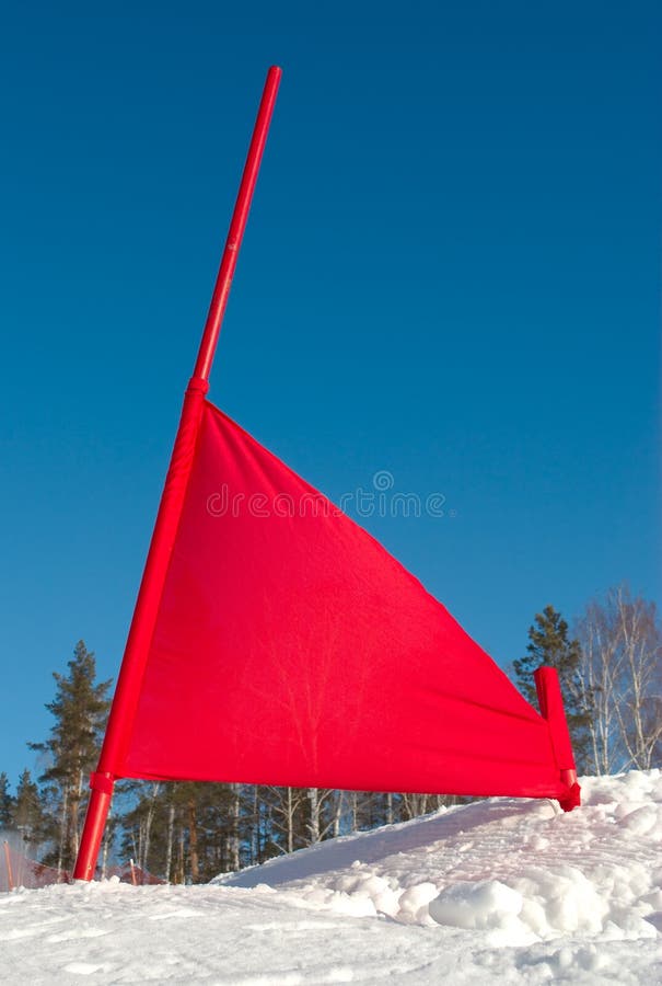 Red flag on ski slope stock photo. Image of winter, natural - 7705800