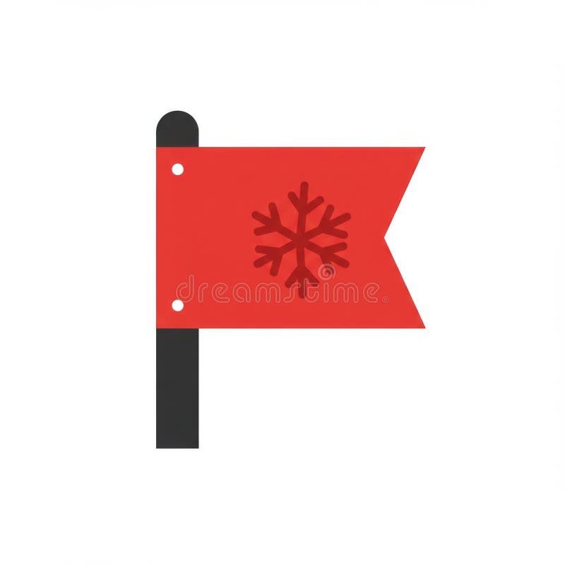 Red Flag with Snowflake Icon Stock Illustration - Illustration of ...