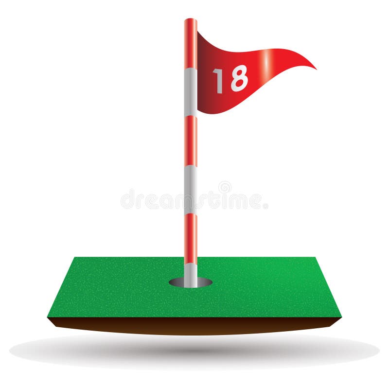 Red Flag Stick in Hole. Vector Illustration Decorative Design Stock ...