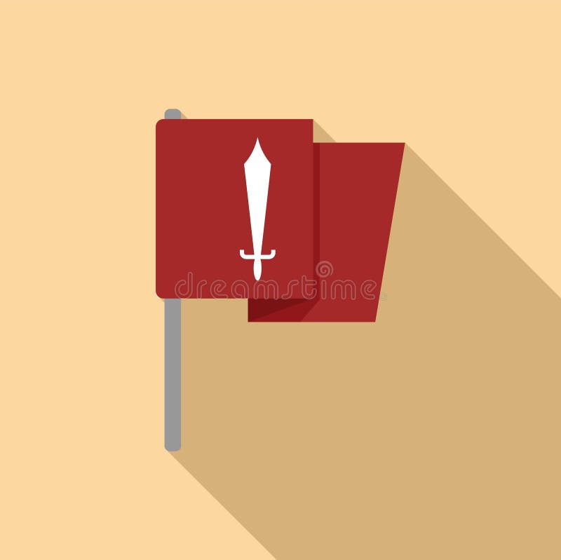 Red Flag with Sword Waving in the Wind Stock Vector - Illustration of ...