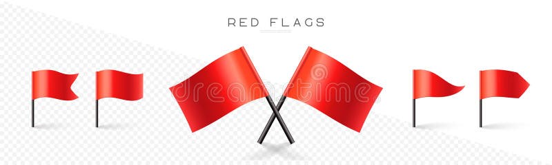 Red Flag Vector Set. Map Marks for Gps Point. Concept of Pointer, Tag ...