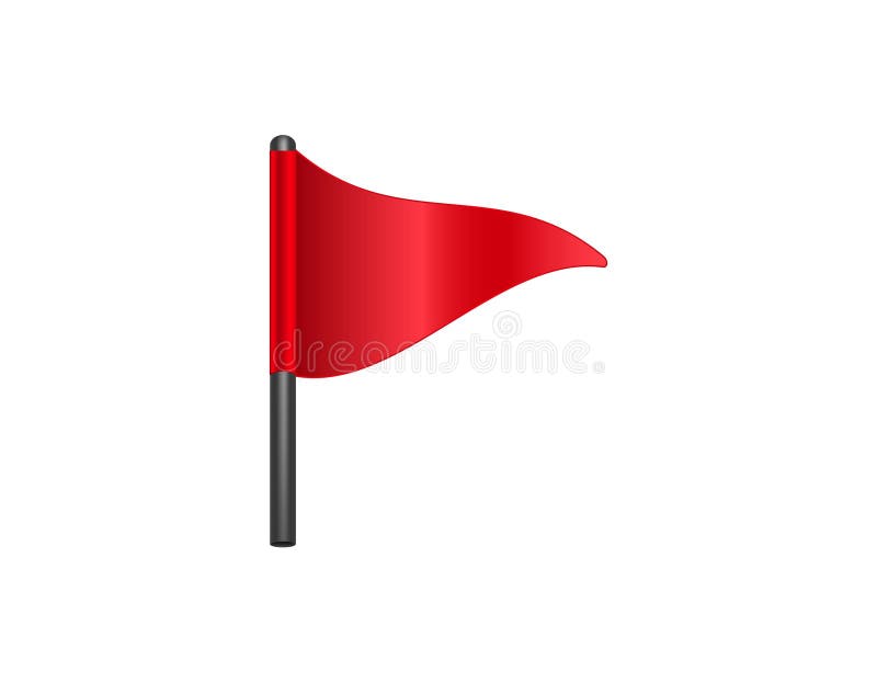 Red Flag Waving on Black Pole Symbolizing Alert and Warning Stock ...
