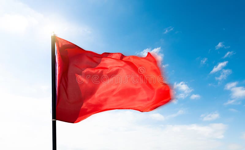 Red flag waving stock image. Image of abstract, flagpole - 288975013