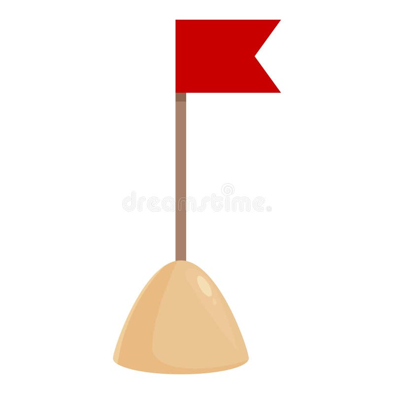 Red Flag Waving on a Sand Pile Indicating a Goal Stock Vector ...