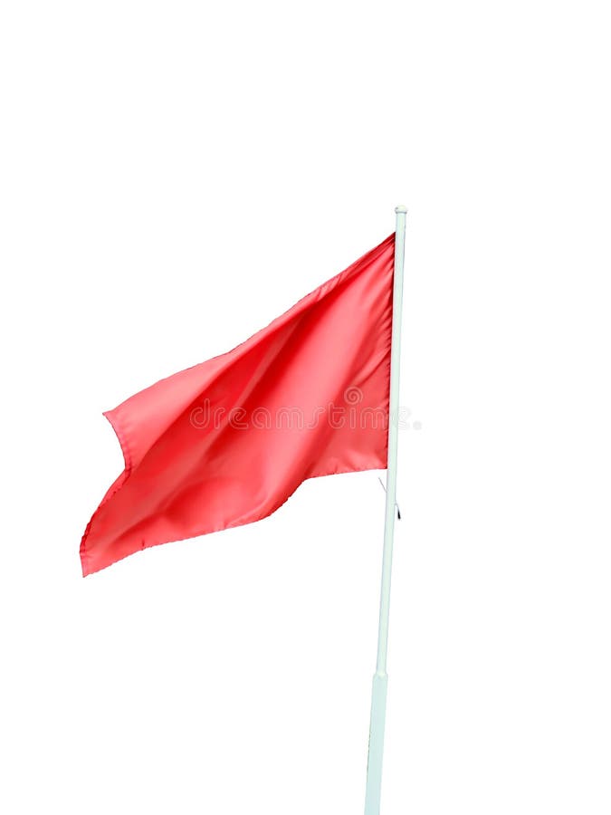 Red Flag on White Background Stock Photo - Image of rectangular, piece ...