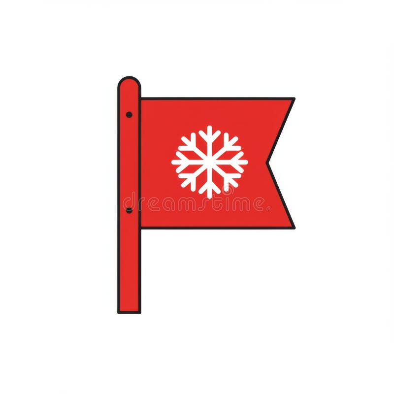 Red Flag with White Snowflake Icon Stock Illustration - Illustration of ...