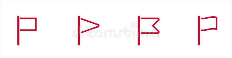 Red Flags in Different Geometric Shapes on White Background Stock ...