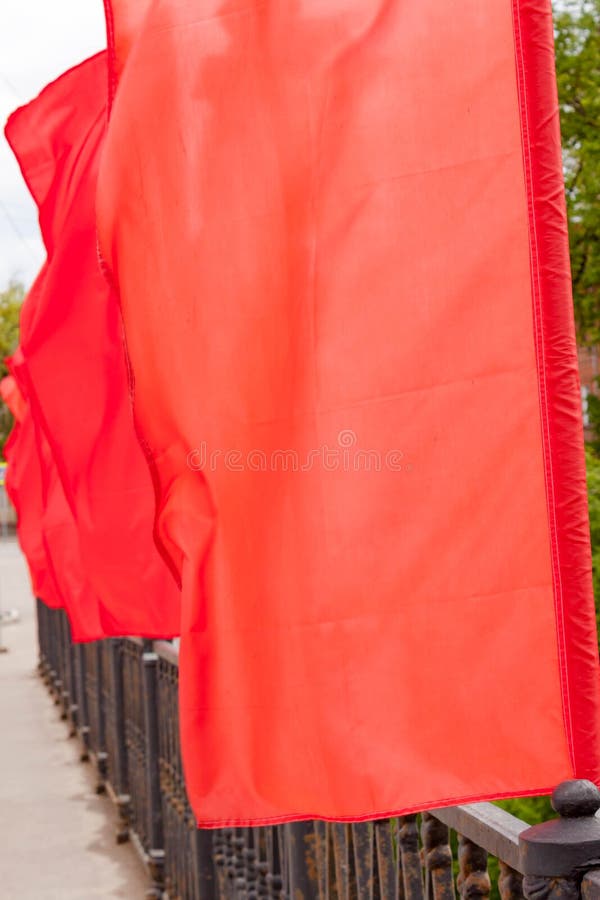 Red Flags Fluttering or Waving in the Wind. Festive Decoration of the ...