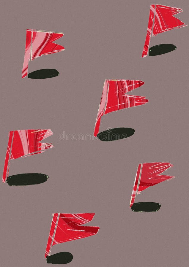 Red Flags on a Grey Background with a Shadow. Vertical Conceptual ...