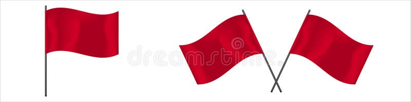 Red Flags Waving on Poles Symbolizing Caution Stock Vector ...
