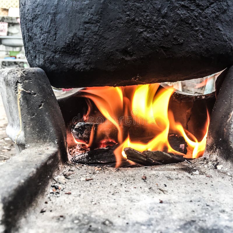 Red flame from cooking stock image. Image of element - 141363239