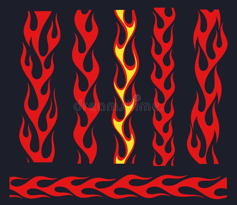 Red Flame Elements for the Endless Border Stock Illustration ...
