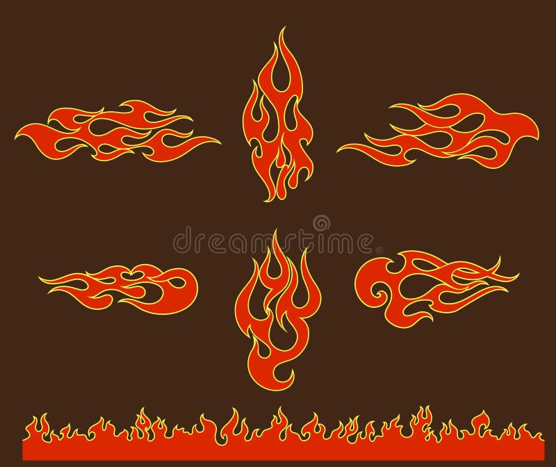 Red Flame Elements Set, Vector Illustration Stock Vector - Illustration ...