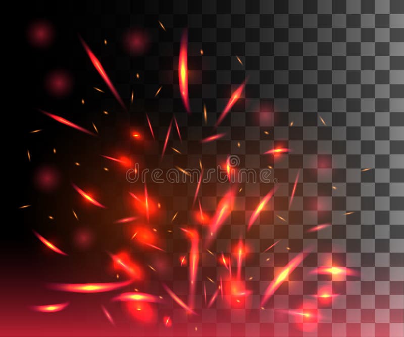Red Flame of Fire with Sparks Flying Up Glowing Particles on Dark ...