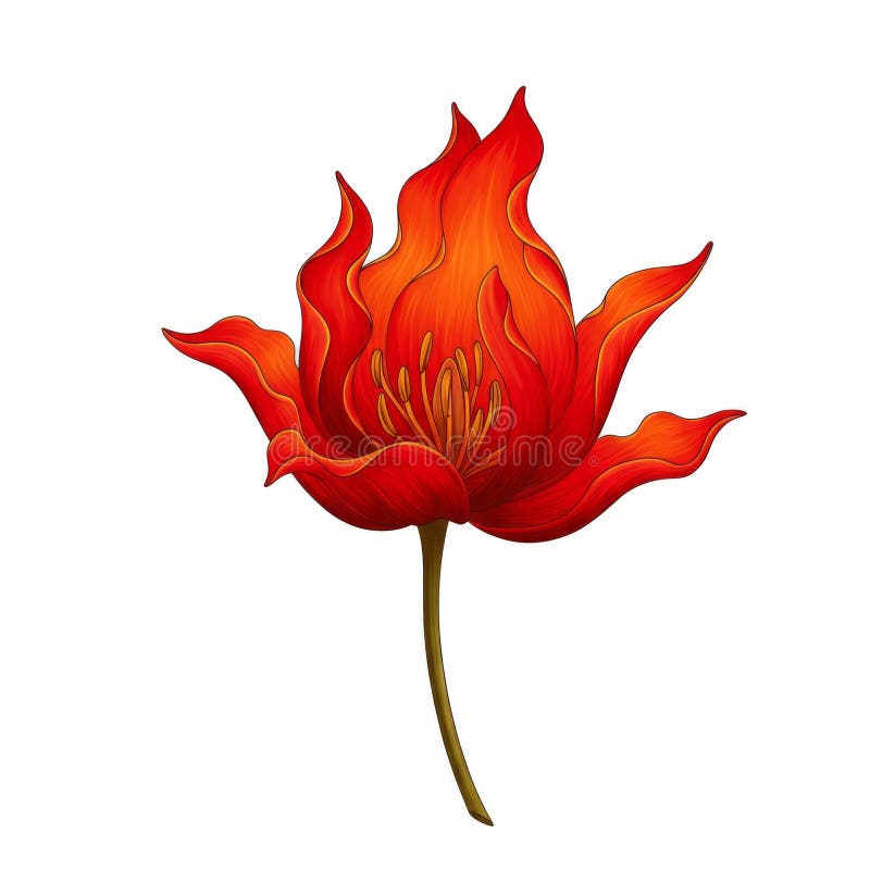 Red Flame Tulip Flower Illustration Stock Illustration - Illustration ...