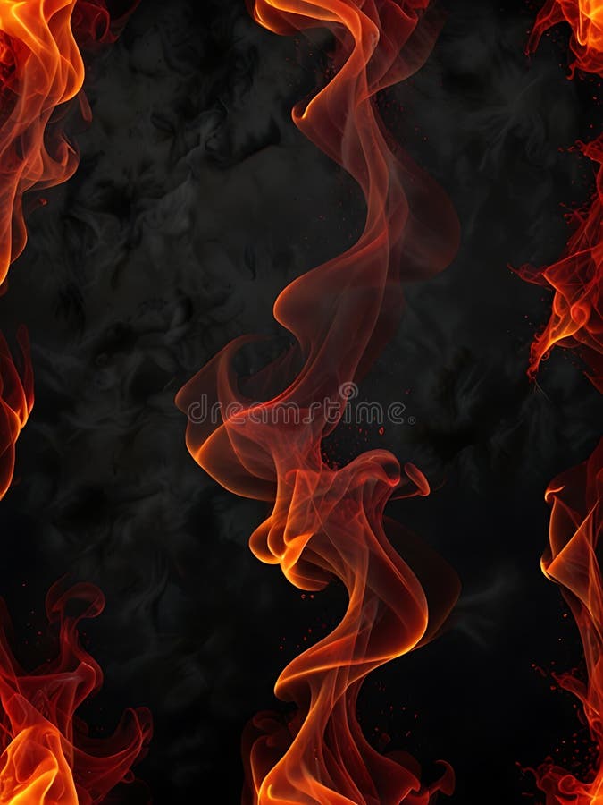 Red Flames Spread on a Dark Background with Smoke Stock Illustration ...