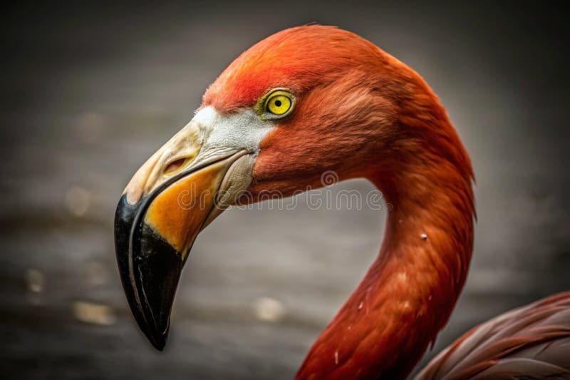 Red Flamingo Bird with Yellow Eye Stock Photo - Image of waterfowl ...