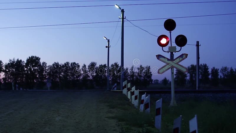 Red Flashing Lights Warning that the a Train is Coming Stock Footage ...