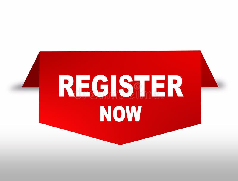 Red Flat Banner for Register Now Stock Illustration - Illustration of ...