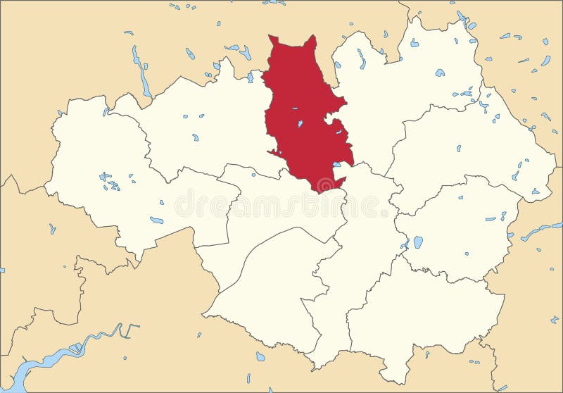 Red Location Map of the METROPOLITAN BOROUGH of BURY, GREATER ...