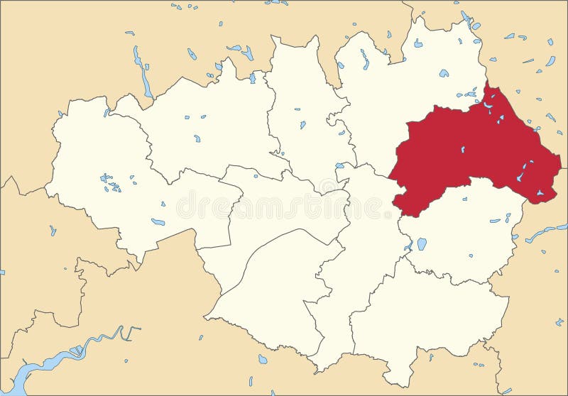 Red Location Map of the METROPOLITAN BOROUGH of OLDHAM, GREATER ...
