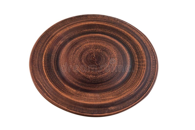 Red Flat Clay Plate Top View Isolated Stock Photo - Image of dish ...