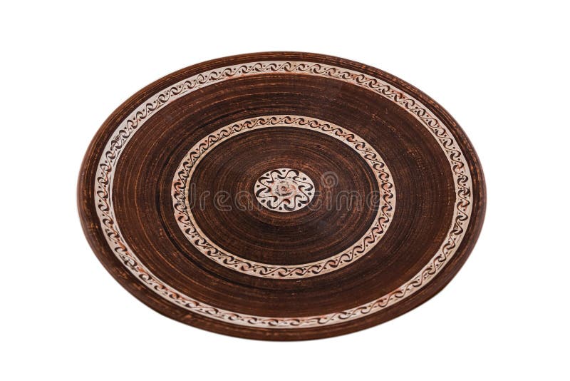 Red Flat Clay Plate Top View Isolated Stock Image - Image of pottery ...