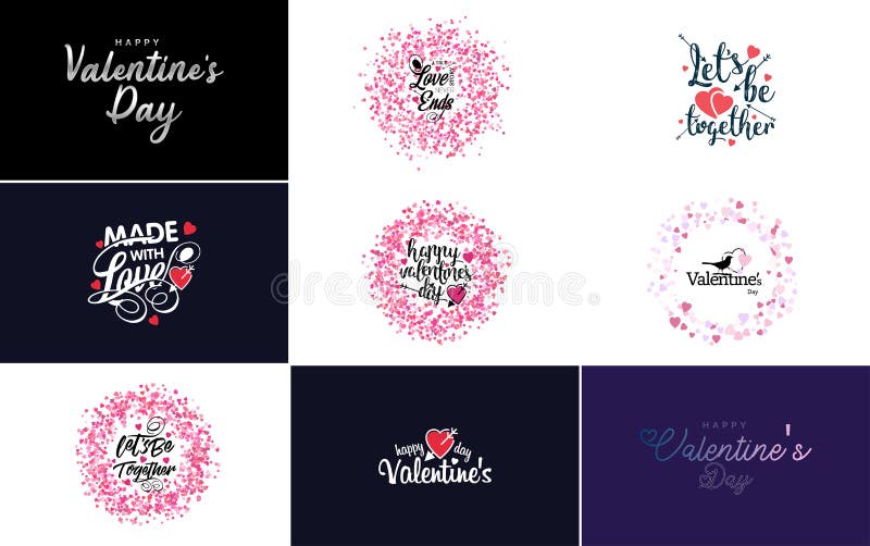 Red Flat Design Valentine S Day Label Pack Stock Vector - Illustration ...