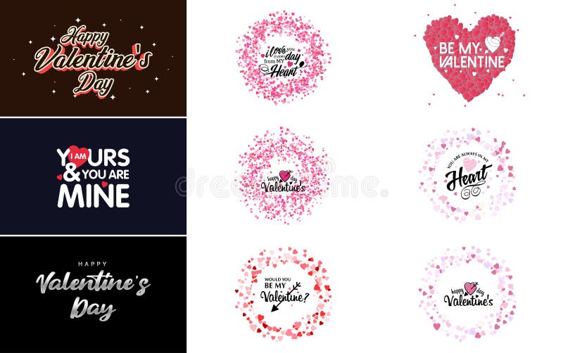 Red Flat Design Valentine S Day Label Pack Stock Vector - Illustration ...