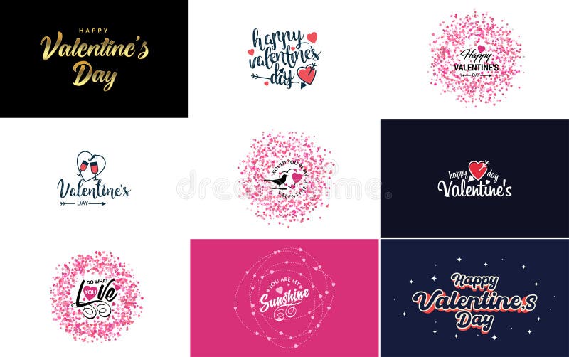 Red Flat Design Valentine S Day Label Pack Stock Vector - Illustration ...