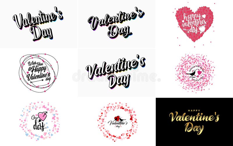 Red Flat Design Valentine S Day Label Pack Stock Vector - Illustration ...