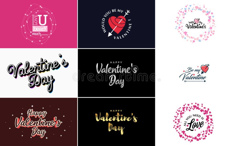 Red Flat Design Valentine S Day Label Pack Stock Vector - Illustration ...