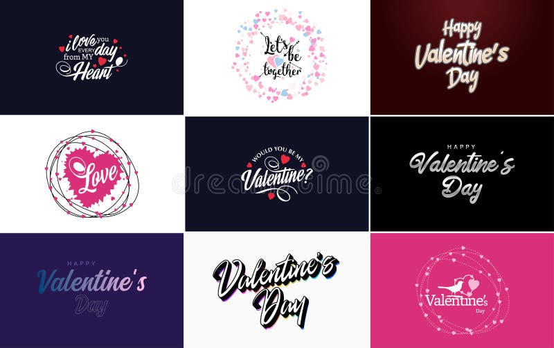Red Flat Design Valentine S Day Label Pack Stock Vector - Illustration ...