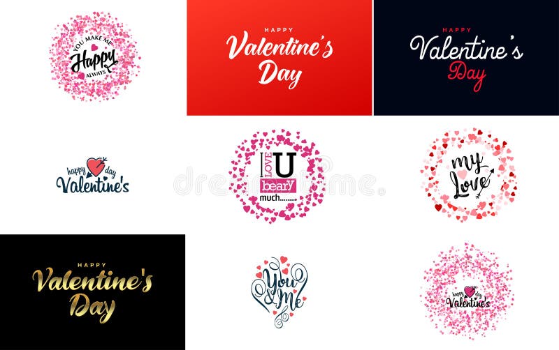 Red Flat Design Valentine S Day Label Pack Stock Vector - Illustration ...