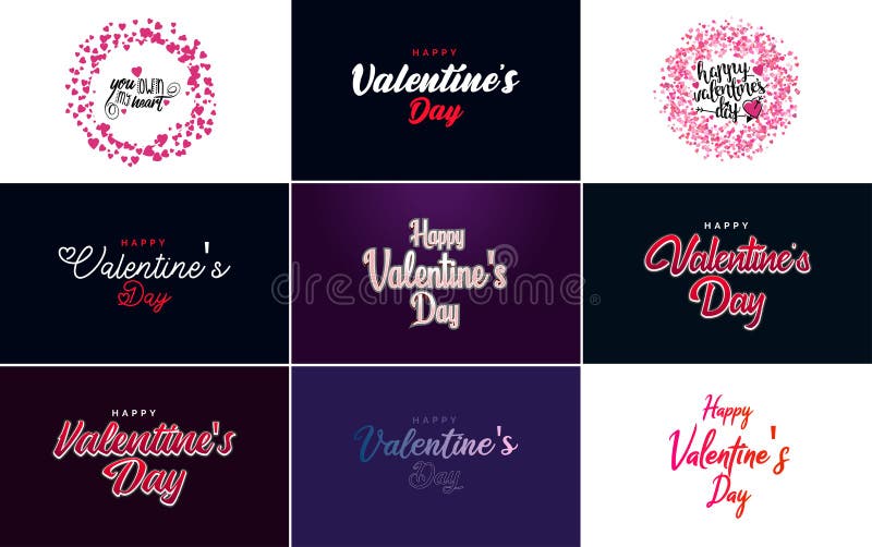 Red Flat Design Valentine S Day Label Pack Stock Vector - Illustration ...