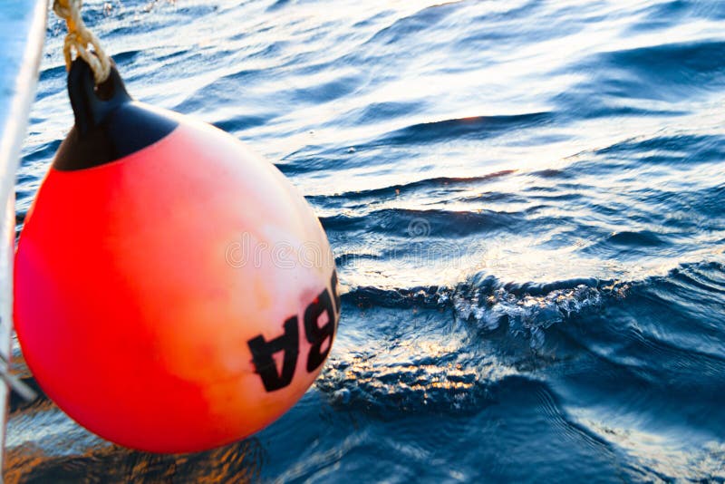 Red Float on Fisher Boat in a Sea. Stock Image - Image of fish ...