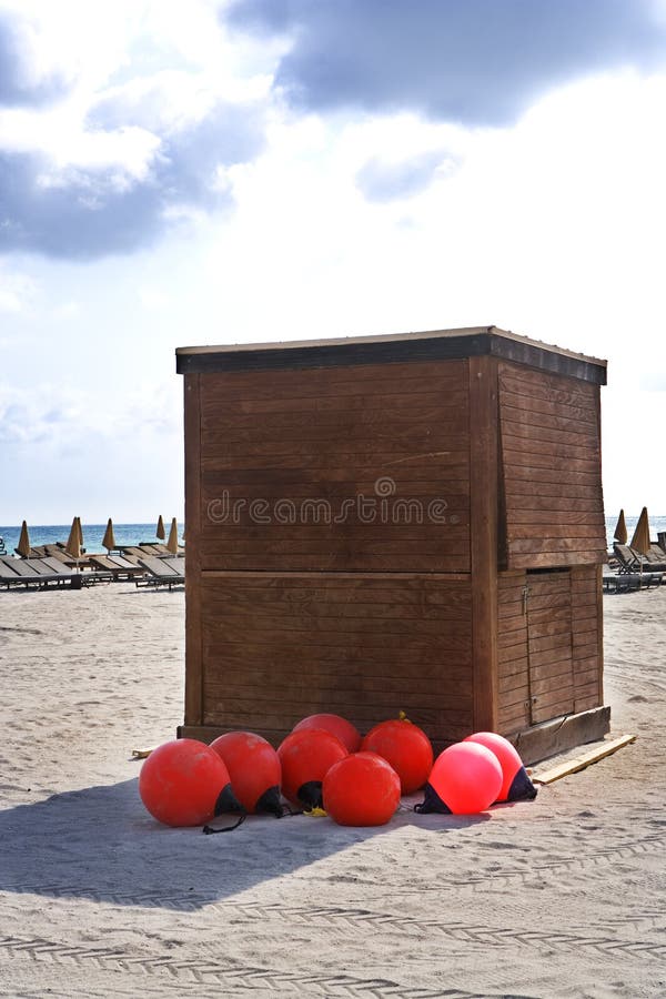 Red Floats and Wooden Hut stock image. Image of city - 11278005