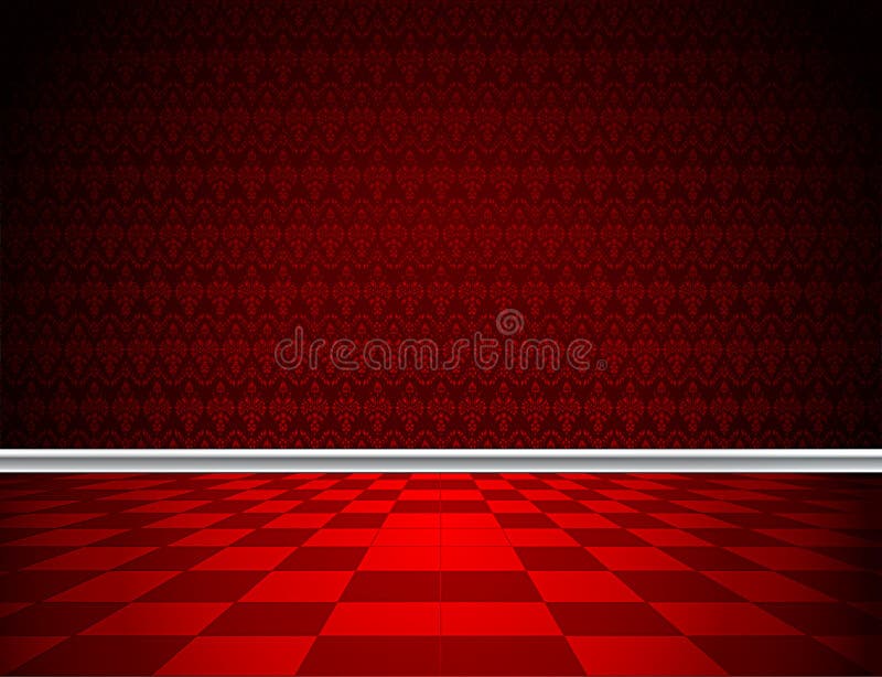 Red Floor, Wallpaper and Molding Stock Illustration - Illustration of ...