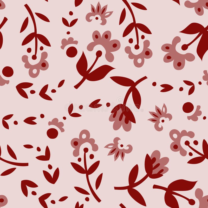 Red Floral Motif Seamless Pattern Stock Illustration - Illustration of ...