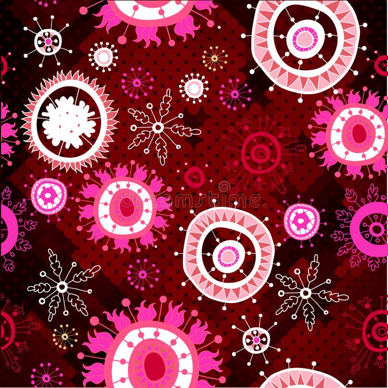 Red Floral Pattern on Mosaic Background Stock Illustration ...