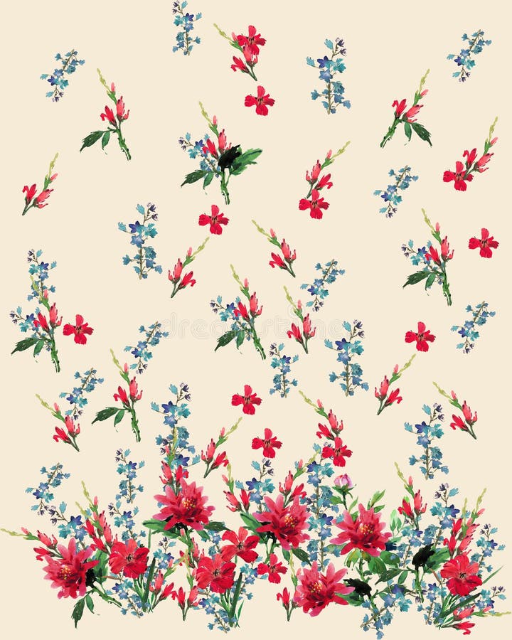 Red Floral Pattern for Print Stock Illustration - Illustration of ...