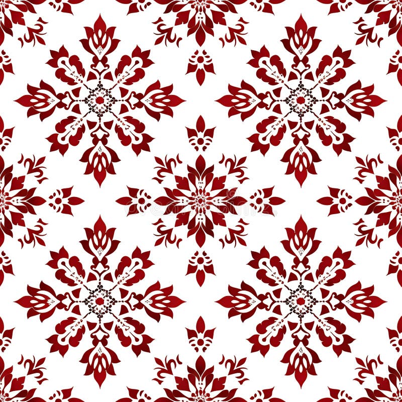 Red Floral Pattern on White Background Stock Illustration ...