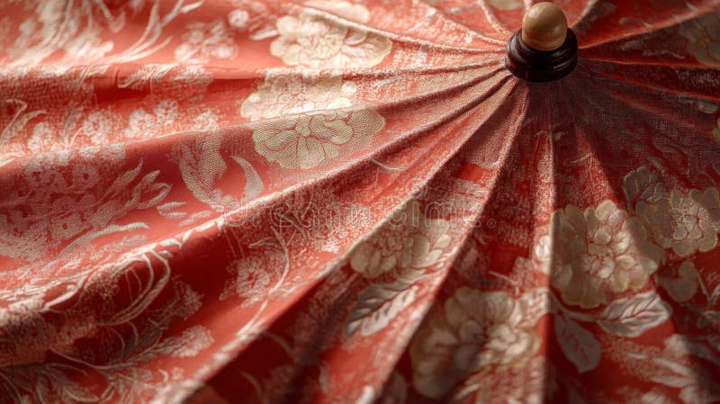 Red Floral Patterned Parasol Fabric Closeup Stock Illustration ...
