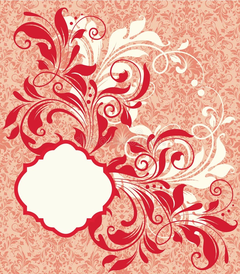 Red flower card stock vector. Illustration of pattern - 24260718